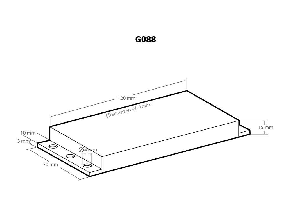 G088 Transparent wall case, flat approx. 120 x 70 x 15 mm